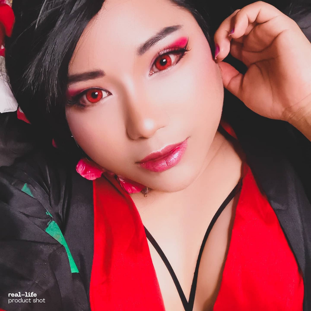 Super Pinky Bright Red Cosplay Colored Contacts with Prescription