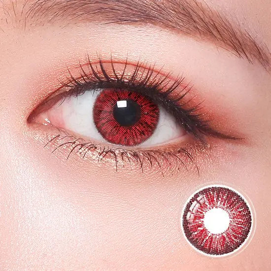 Super Pinky Bright Red Colored Contacts for Cosplay with Prescription ...