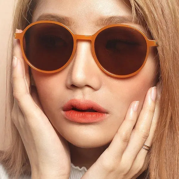 VEU Revi Sunglasses 0062 Orange - Bold Round Frames – HONEYCOLOR